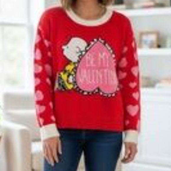 Peanuts | Sweaters | Peanuts Snoopy Charlie Brown Red Valentine Sweater ...